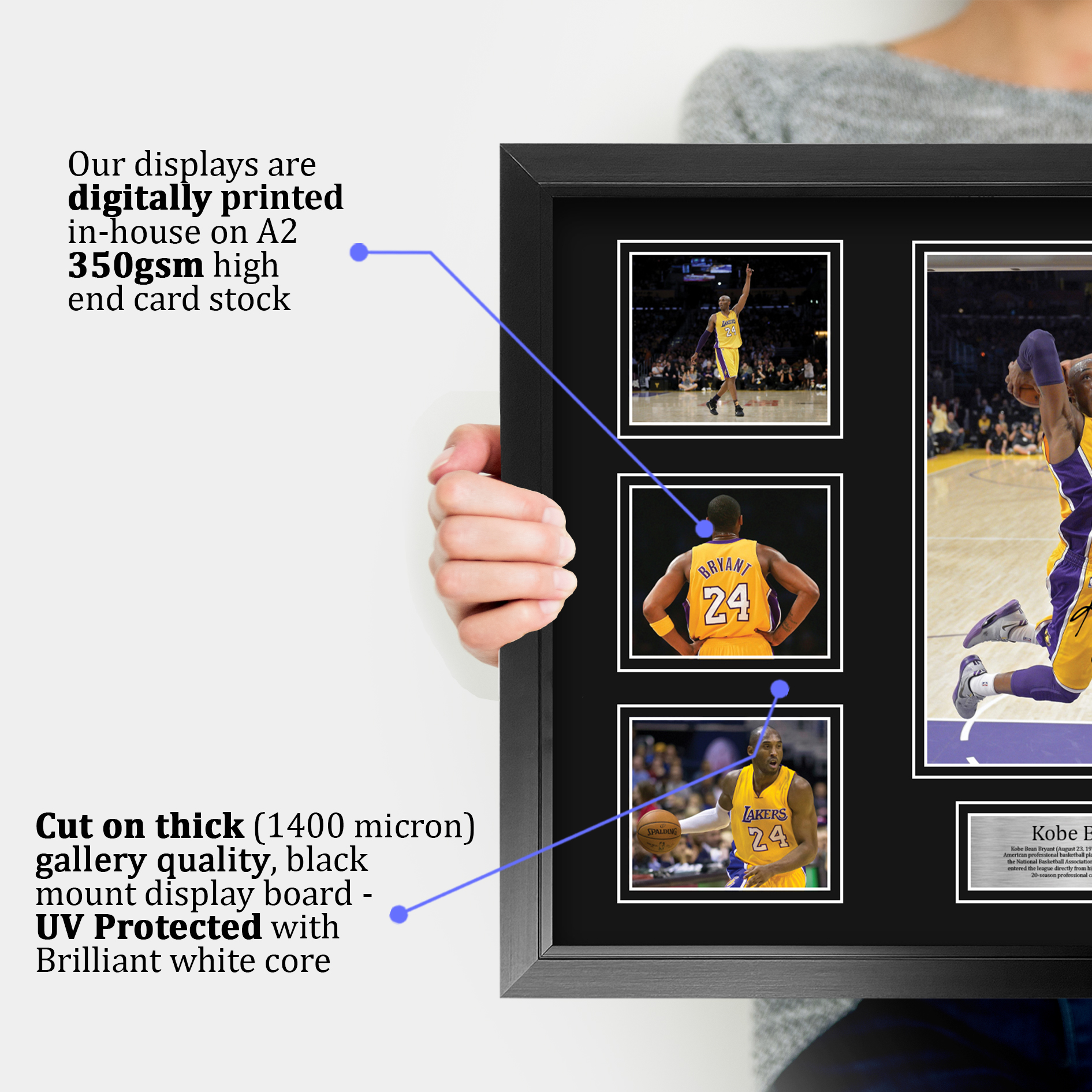 Kobe Bryant Excellent Gift Idea Framed Autograph Picture for Basketball ...