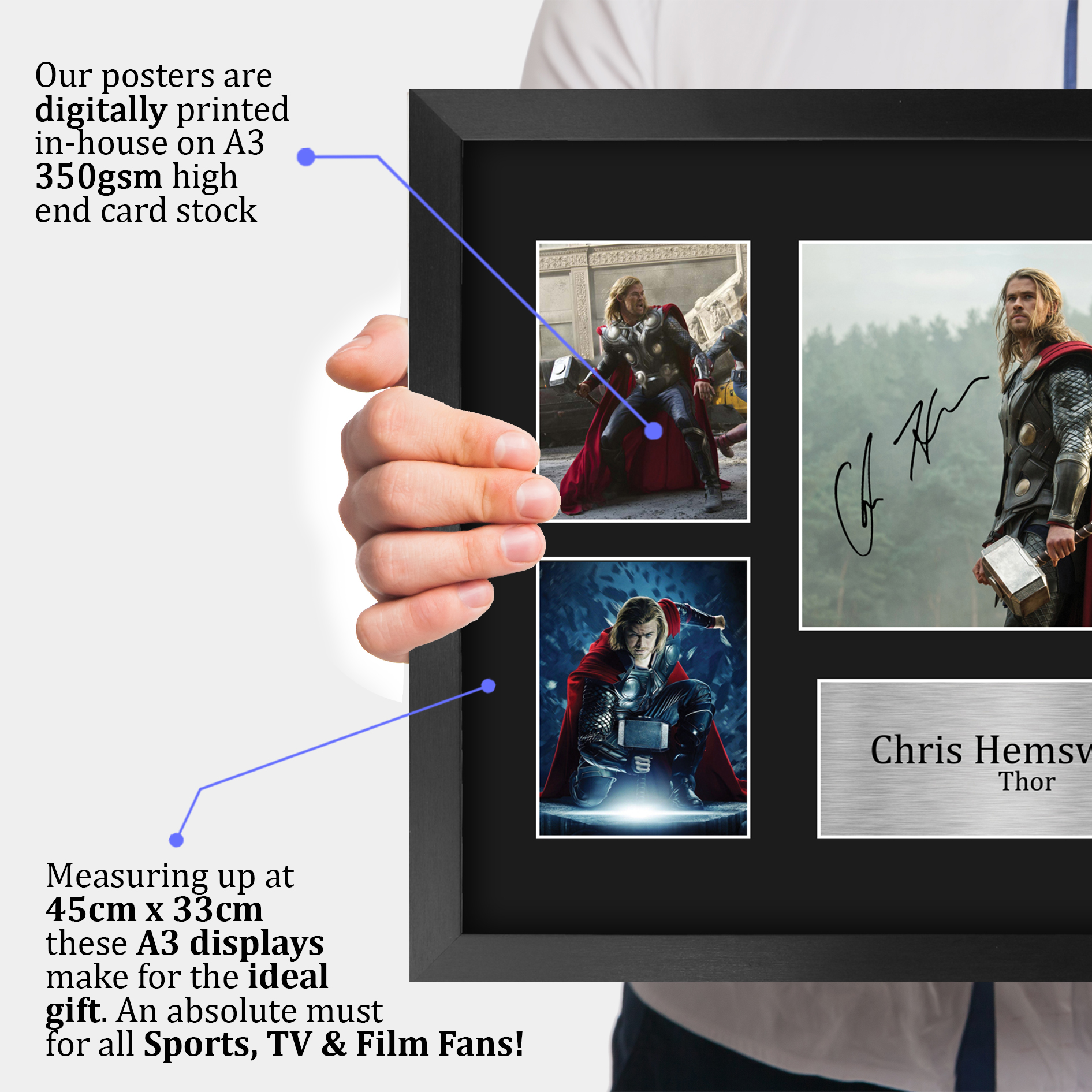 Chris Hemsworth Signed A4 Framed Printed Autograph Print Thor Avengers ...