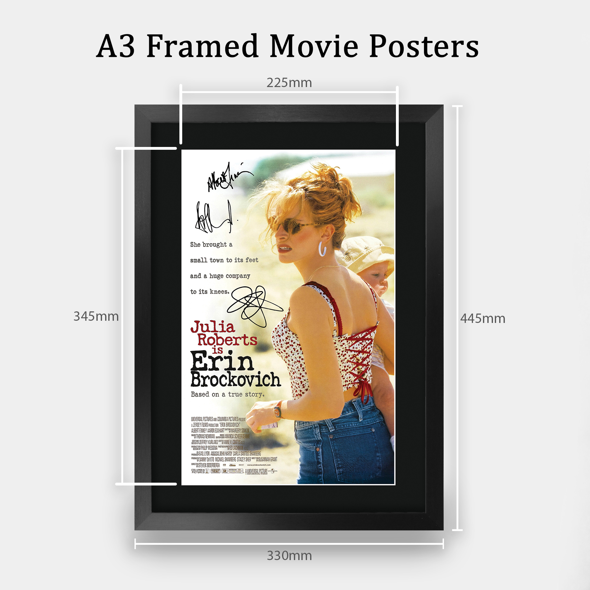 ERIN BROCKOVICH MOVIE Poster Julia Roberts A3 Poster Framed Print for ...