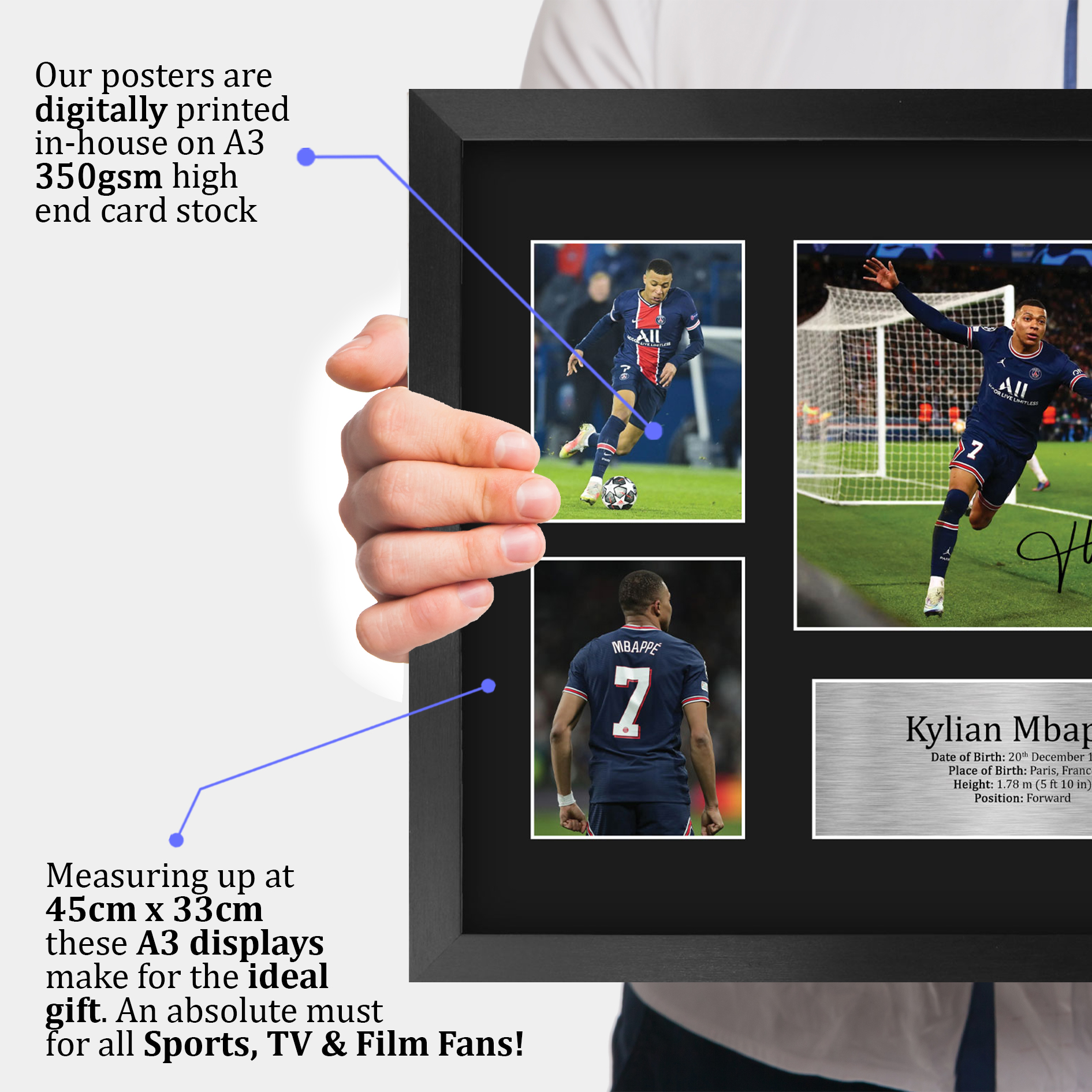 Kylian Mbappe Signed Framed Printed Autograph Memorabilia PSG France ...
