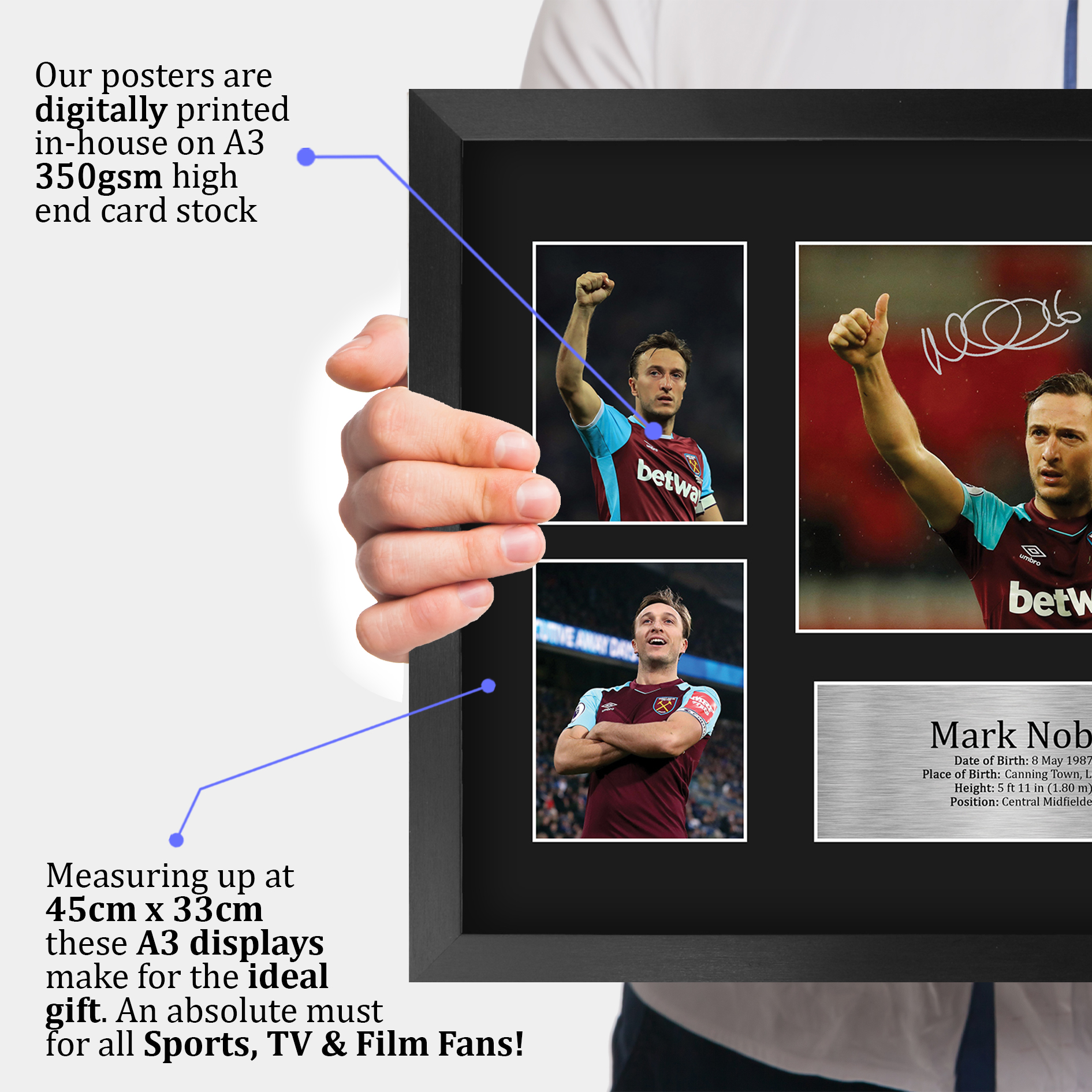 Mark Noble Signed A4 Framed Printed Autograph West Ham United Print ...