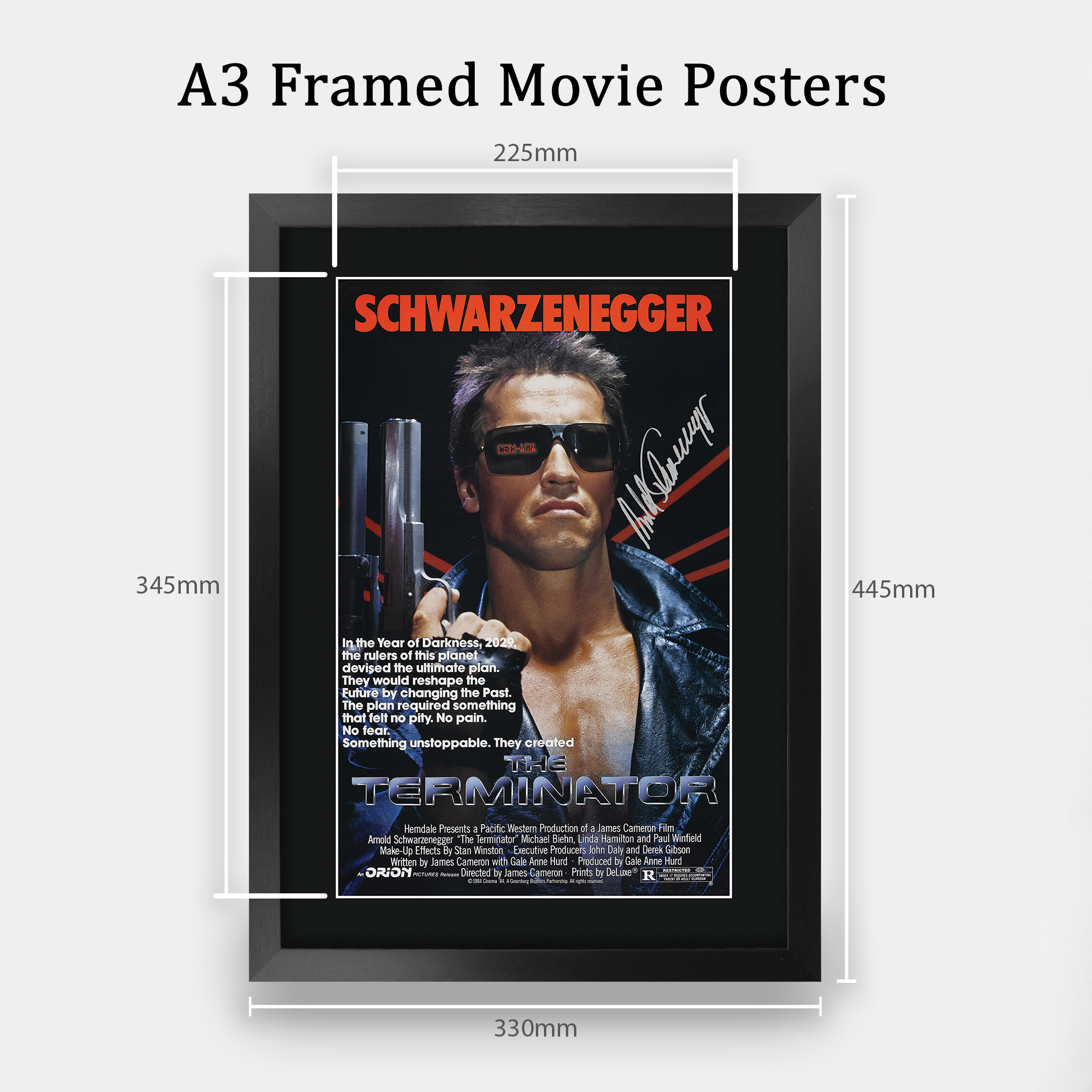The Terminator A3 Framed Movie Film Poster Signed Photo Schwarzenegger ...