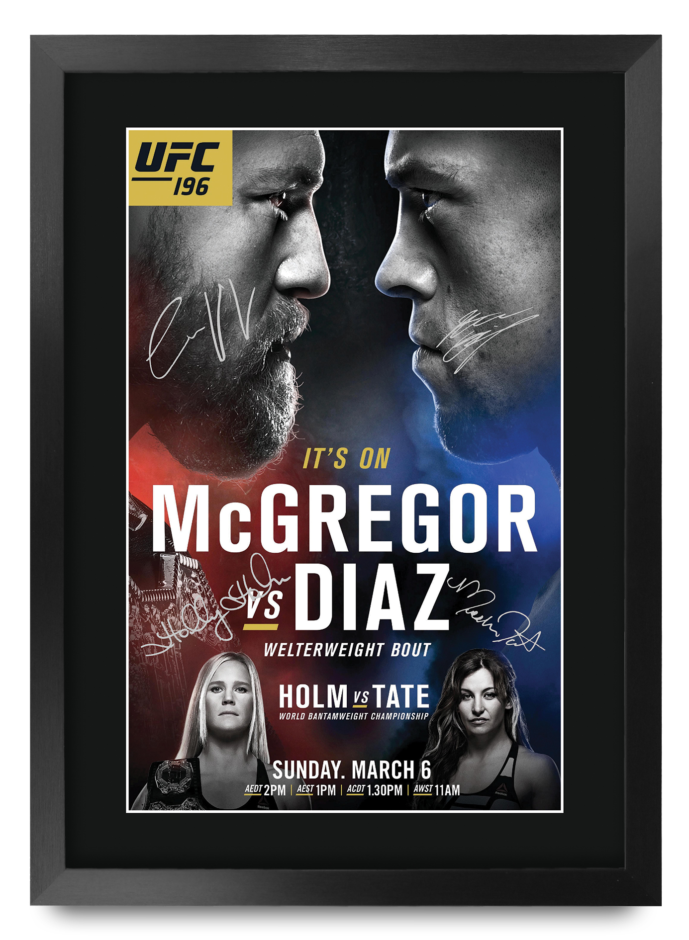 UFC 196 Programme Conor McGregor Nate Diaz Holly Gift A3 Poster Framed ...