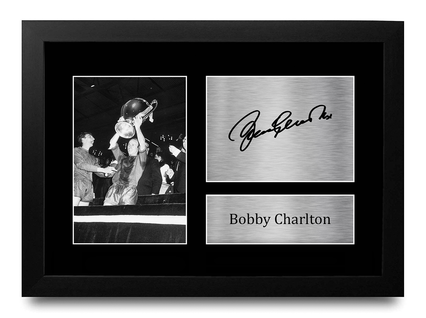 Bobby Charlton Signed A4 Framed Printed Autograph Man United Print Gift ...