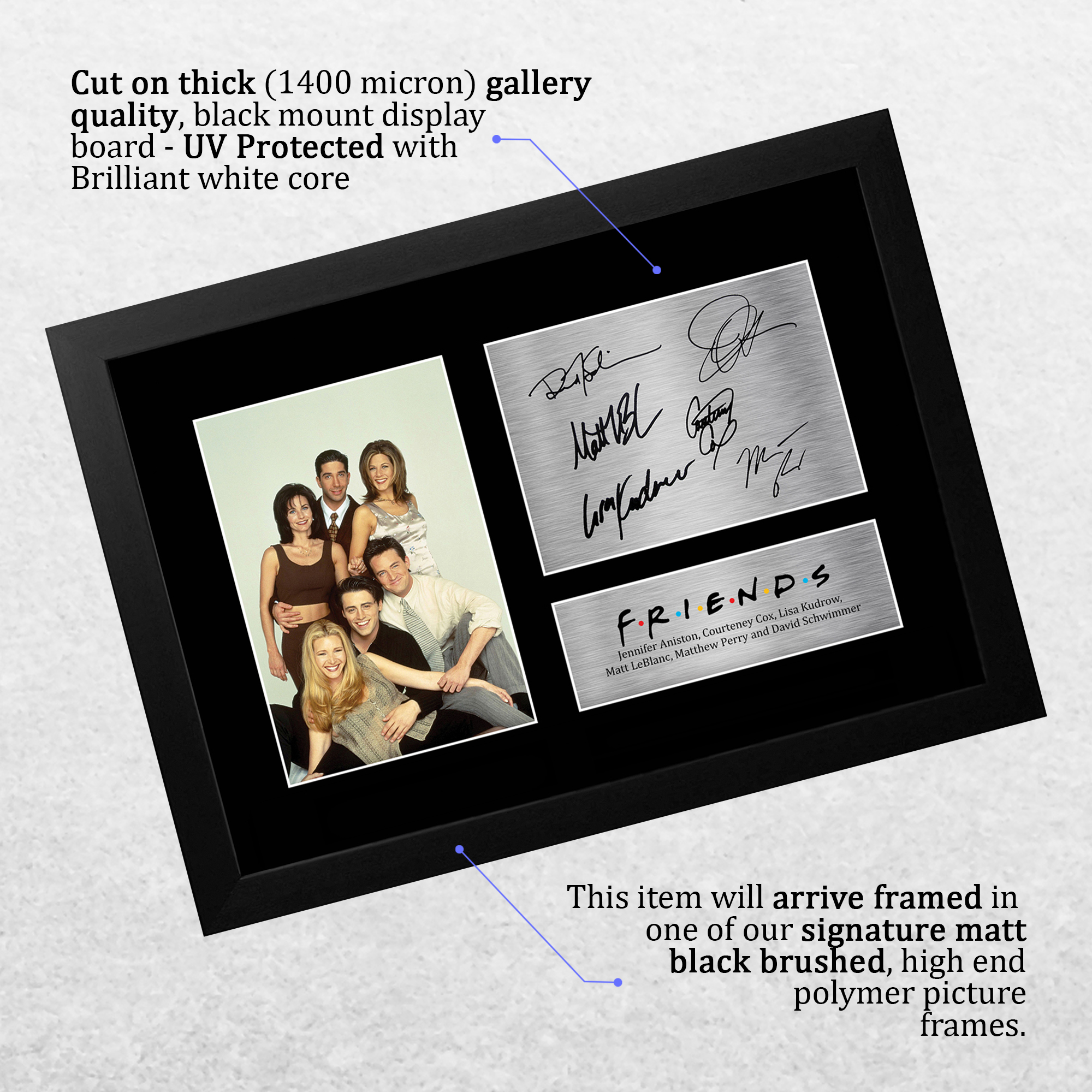 Friends Cast Collection Signed A4 Framed Printed Autograph Poster Print ...