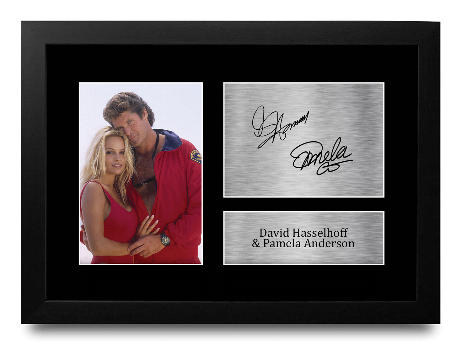 DAVID HASSELHOFF & Pamela Anderson Baywatch Signed Autograph A4 Print ...