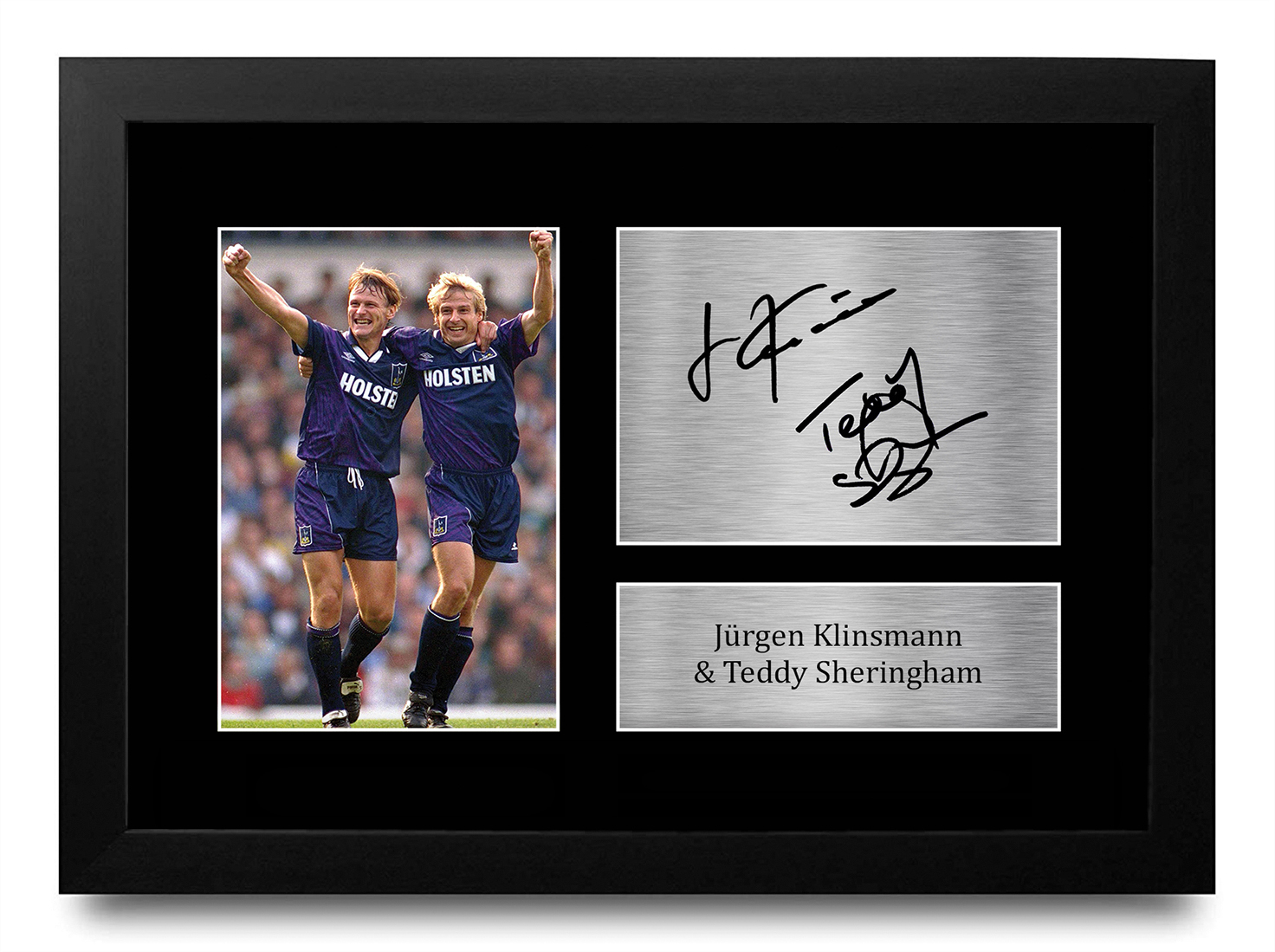 Klinsmann Sheringham Signed A4 Print Autograph For Tottenham Hotspurs ...