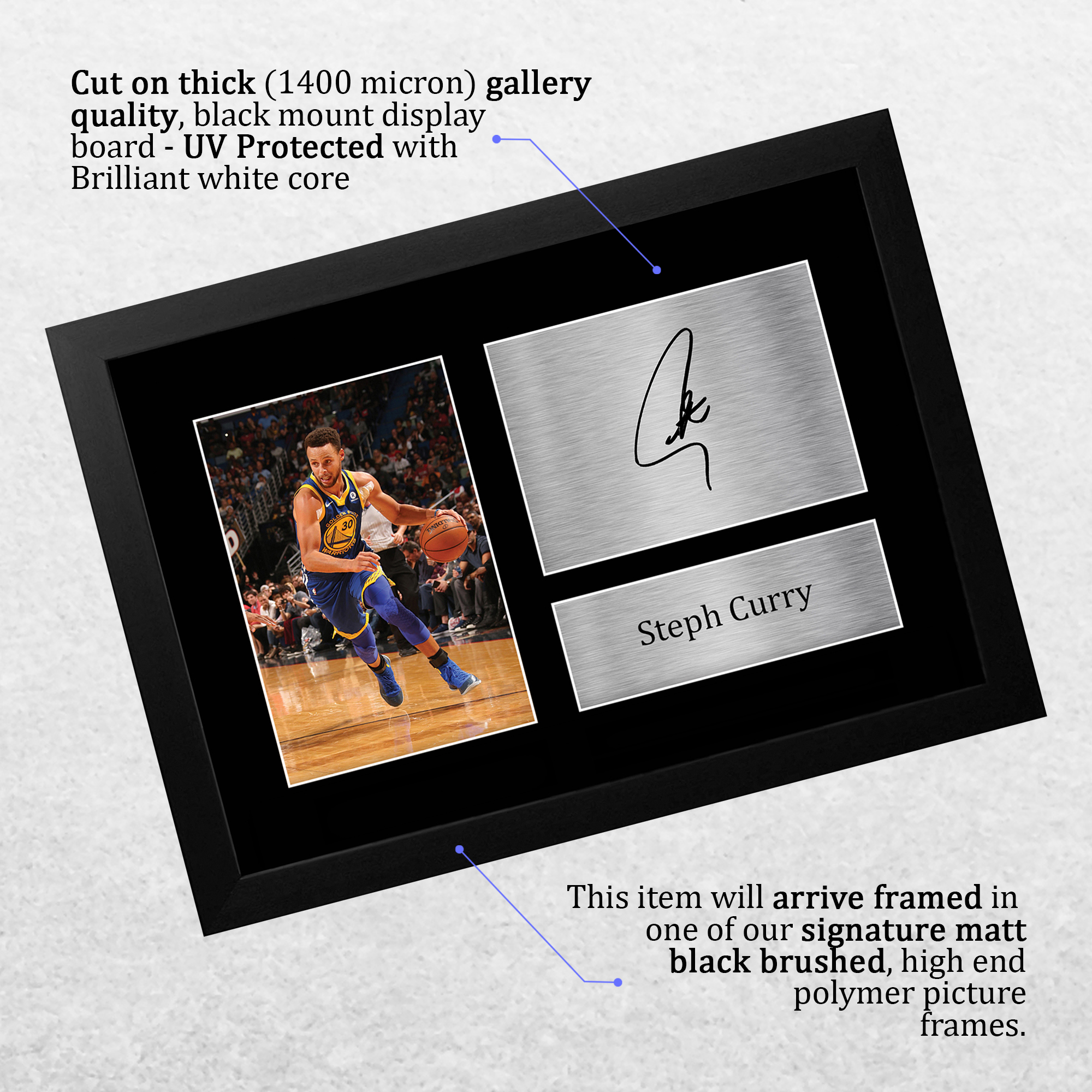 Steph Curry Excellent Gift Idea Framed Autograph Picture for Basketball ...