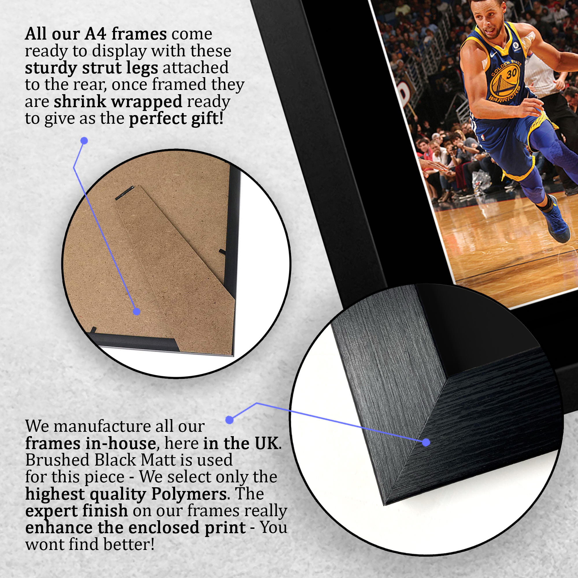 Steph Curry Excellent Gift Idea Framed Autograph Picture for Basketball ...