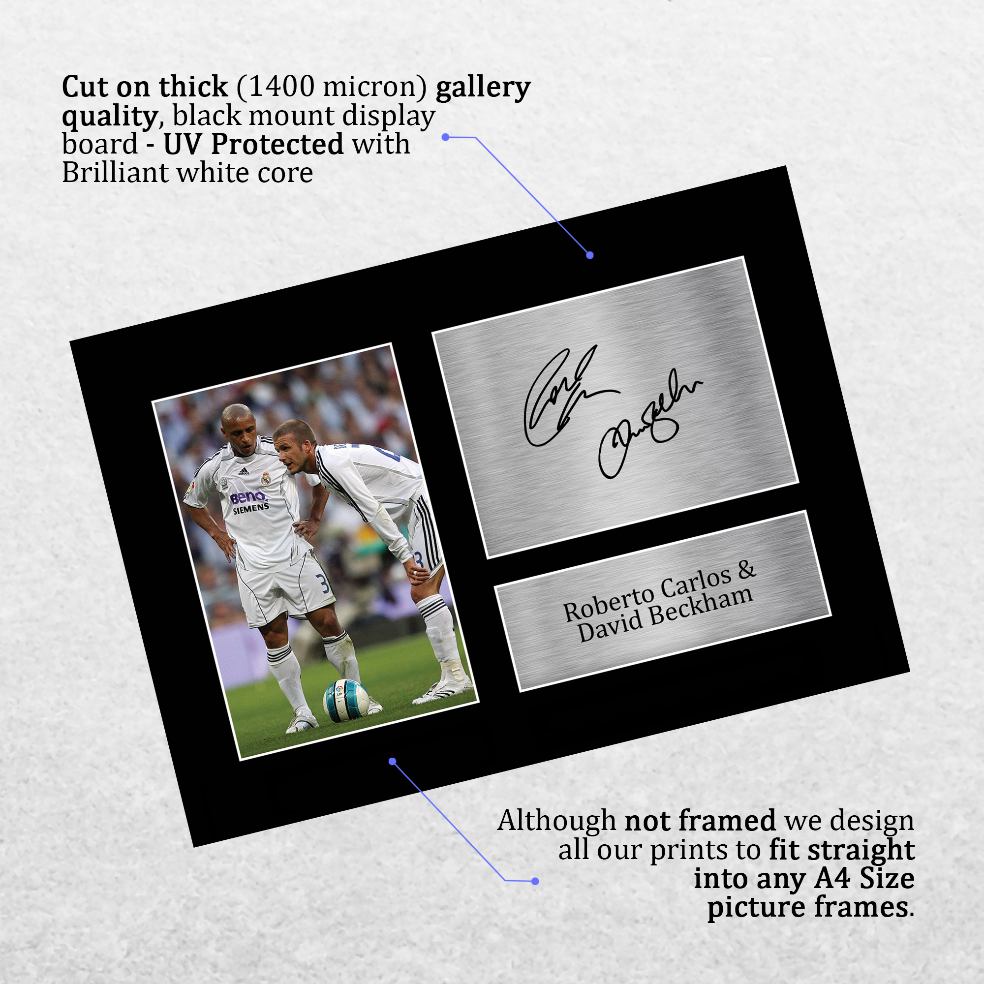 Roberto Carlos David Beckham Autograph Print Roberto Carlos & David ...