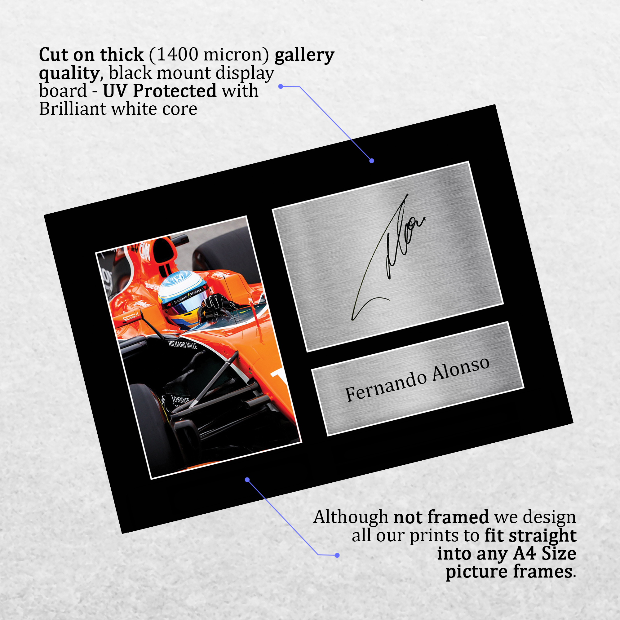 Fernando Alonso Signed Pre Printed Autograph A4 Photo Gift For a F1 Fan ...