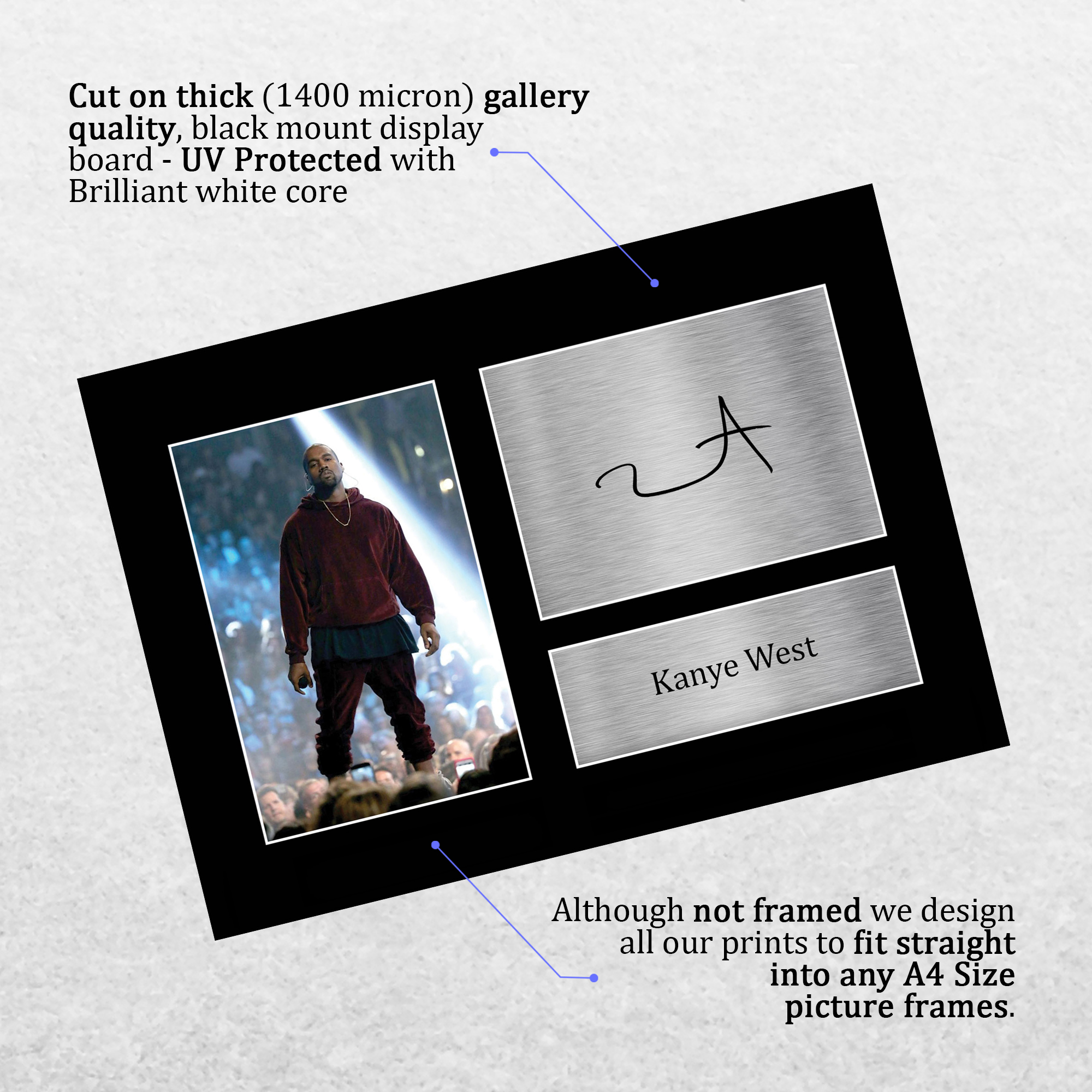 Kanye West Signed Pre Printed Autograph A4 Photo Gift For a YE Rap Fan ...